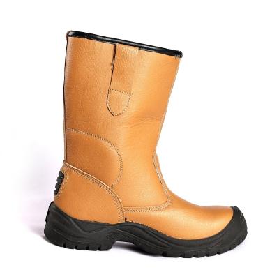 Cina Shockproof pelle gialla alta top stivali di sicurezza di acciaio Protezione dita PU Sulla di acciaio in vendita