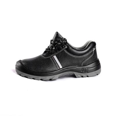 Cina Calzature in cuoio di mucca in rilievo nero in acciaio a punta PU sola resistente alla foratura Chiusura Moda Calzature a punta in acciaio in vendita