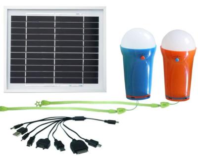 China Portable solar lamps 5W with 2pcs LED bulbs lithium battery solar home lighting system CE factory price for sale