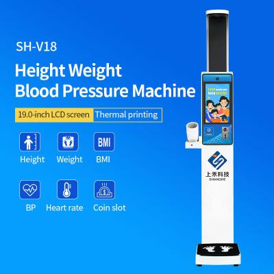 China Large Screen Smart Height Scale with Print Function BMI Analyzer Medical Health Height Weight Blood Pressure Body Scale for sale