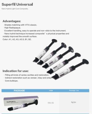 China Superfil Nano Hybrid Dental Filling Material Universal Composite Resin Light Cure for sale