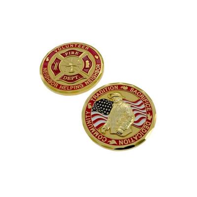 China Europe Manufacturer Custom Novelty USA Engine Fire Truck Enamel Firefighter Challenge Corner FD Fire Department Fire Rescue for sale