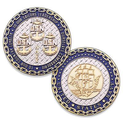 China Customized Manufacture 3D Enamel Veteran Reward US Navy Challenge Coin Miliatry USA USN Navy Challenge Coin Chief Custom Coins for sale