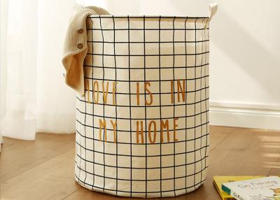 China Puting Foldable washing laundry clothes basket toy storage bag large box customized Grey plaid love is in my home for sale