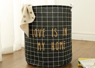 China Puting Foldable washing laundry clothes basket toy storage bag large box customized Black plaid love is in my home for sale