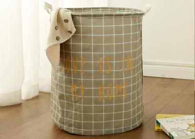 China Puting Foldable washing laundry clothes basket toy storage bag large box customized white plaid love is in my home for sale