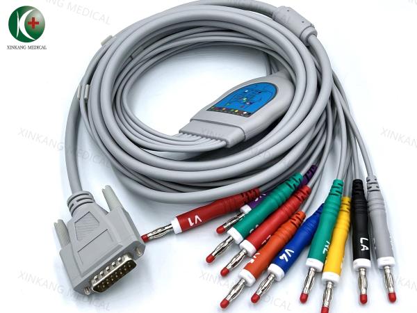 Quality White 10 Leads Ekg Cord With Snap On Connector Type 1.5 Meters for sale