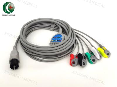 China Compatible Mindray 6pin one-piece ecg cable 5leads Clip IEC for sale