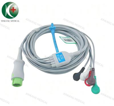 China Compatible Edan X12 12 Pin  ECG Cable 5 Leads Snap Type AHA for sale
