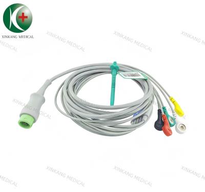 China Compatible Edan X12 12 Pin  ECG Cable 5 Leads Snap Type IEC for sale