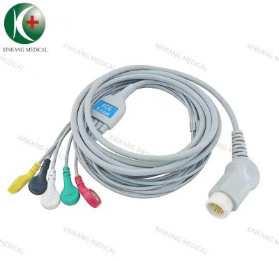 China Compatible HP 12 Pin  ECG Cable 5 Leads Snap Type IEC for sale