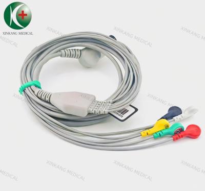 China Compatible AAMI 6 Pin  ECG Cable 5 Leads Snap Type IEC for sale