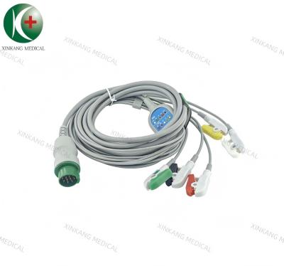 China Compatible Biolight M Series 12 Pin  ECG Cable 5 Leads Clip Type IEC for sale