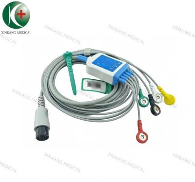 China Compatible AAMI 6 Pin  ECG Cable 5 Leads Snap Type IEC for sale
