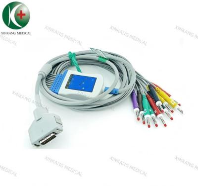 China Compatible FUKUDA DB15 EKG Cable 10 Leads Banana Type IEC for sale