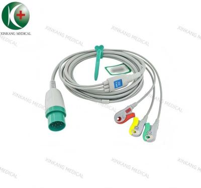 China Compatible Nihon Kohden 10 Pin  ECG Cable 3 Leads Clip Type IEC for sale