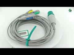 compatible nihon kohden 10 pin  ecg cable 3 leads clip type iec