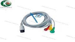 Watch:Compatible AAMI 6 Pin  ECG Cable 3 Leads Snap Type IEC