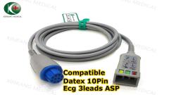 Watch:Compatible Datex 10Pin Ecg 3leads ASP trunck Cable