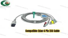 Watch:Compatible Edan 6 Pin  ECG Cable 5 Leads Clip Type IEC