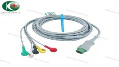 Watch:Compatible Mindray T5 12 Pin  ECG Cable 5 Leads Snap Type IEC