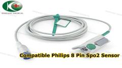Watch:Compatible Philips 8 Pin  Spo2 Sensor Adult Finger Clip