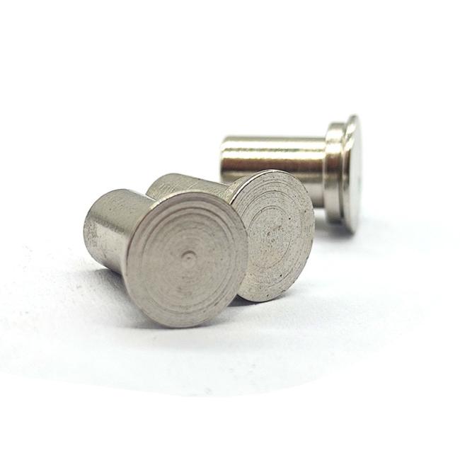 Stainless steel flat head rivets close-up view