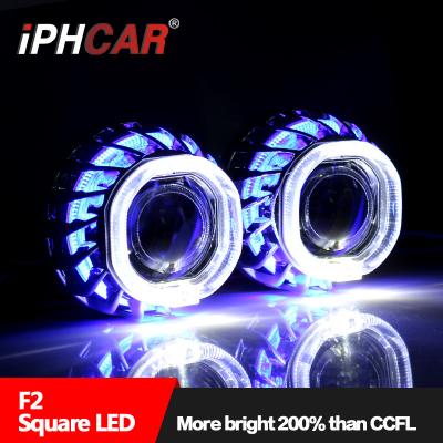 China Iphcar wholesale car accessories universal projector headlight double angel eyes projector lens for H1 H7 H4 9005 car for sale