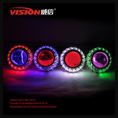 China China Factory fashion style car accessories 2.5 inch 35W hid bi xenon projector lens with double angel eyes for sale