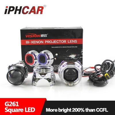 China IPHCAR Factory Price 2.5 Inch Projector Car Headlight with Led Light Guide Angel Eyes for Cars for sale