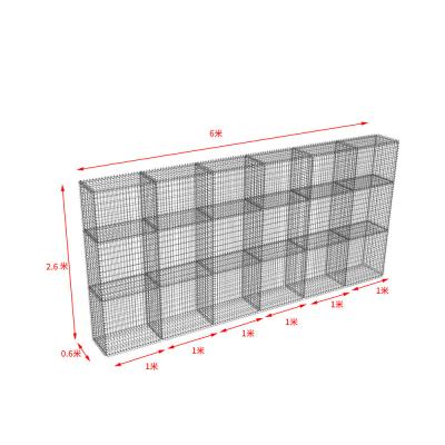 China 6x0.6x2.6m Warm Gegalvaniseerd 10x10cm Gelast Mesh Gabion Te koop
