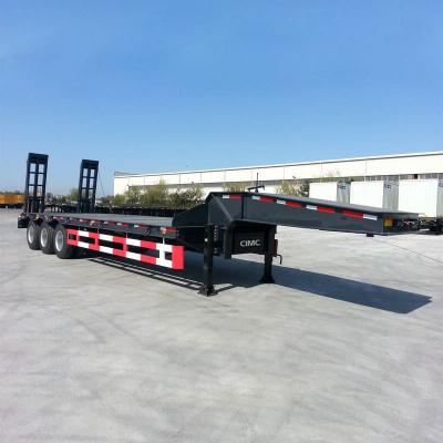 China Flat Deck Hydraulic 100Ton Low Loader Semi Trailer for sale