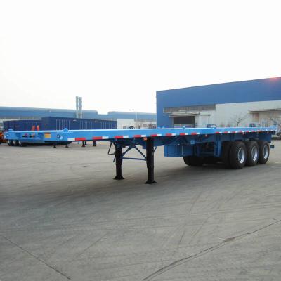 中国 3車軸CIMC容器のプラットホーム80ton 48ftの平面トレーラー 販売のため
