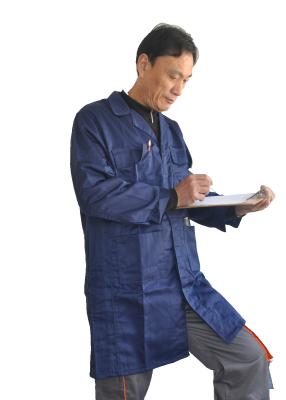 Cina Cappotto lungo del laboratorio dei blu navy di comodità indietro scaricato per l'organizzazione o il lavoro del magazzino in vendita
