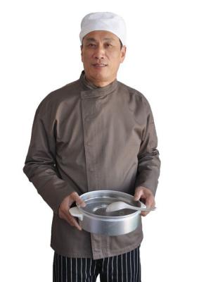 China Anti Shrink Chef Restaurant Work Wear Concealed Press Buttons Cook Jacket for sale