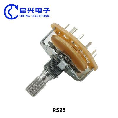 China 2pcs RS25 Rotary Band Switch 2 Pole 6 Position DC30V 0.3A for sale