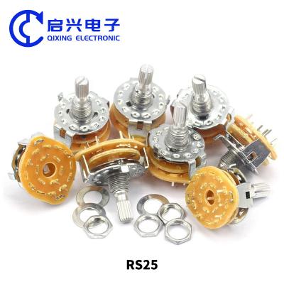 China 2pcs RS25 Rotary Band Switch 2 Pole 6 Position DC30V 0.3A for sale