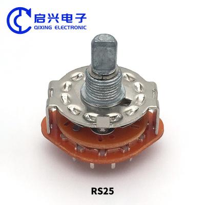China 2pcs RS25 Rotary Band Switch 2 Pole 6 Position DC30V 0.3A for sale