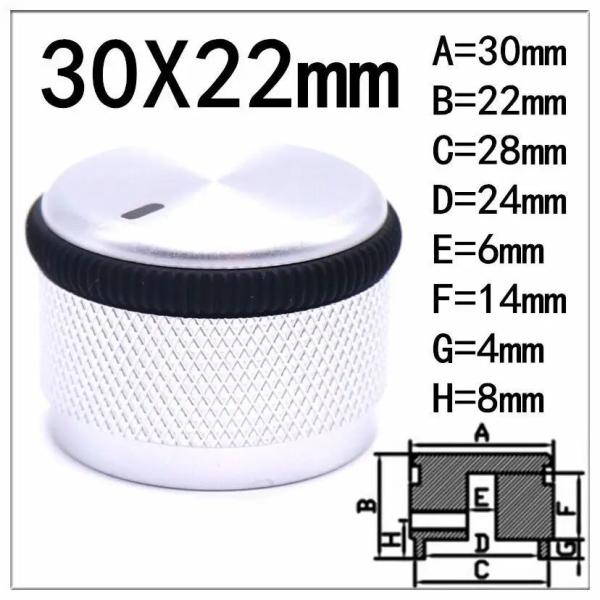 Blue 32x22 6mm Aluminum Solid Amplifier Stereo Volume Potentiometer