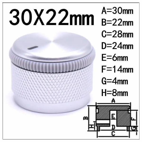 Blue 32x22 6mm Aluminum Solid Amplifier Stereo Volume Potentiometer