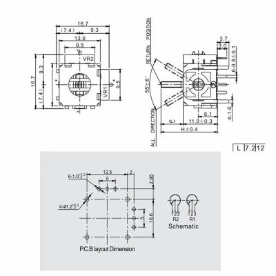 China 3D Model aircraft rocker Potentiometer 10k Joystick Potentiometer Game machine potentiometer with switch and cap for sale
