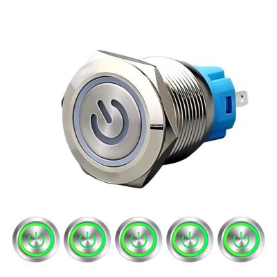 China bonens 19mm Stainless Steel Momentary Self-reset 1NO Waterproof Metal Push Button Switch Power LED Light 36V 2A for sale