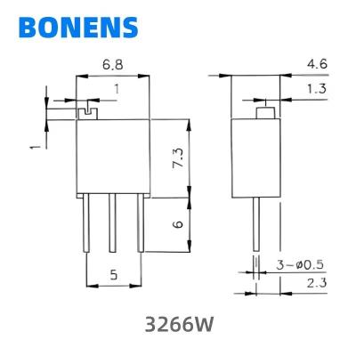 China 3266W 1k Ohm Vidrio metálico acristalado de precisión Multiturn Potenciómetro de recorte 3266 Resistor variable en venta
