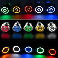 China 12mm Marine Waterproof Latching Pushbutton LED Switch 12V SPDT Metal Button with IP66/67 Rating for sale