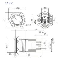 China 12mm Marine Waterproof Latching Pushbutton LED Switch 12V SPDT Metal Button with IP66/67 Rating for sale