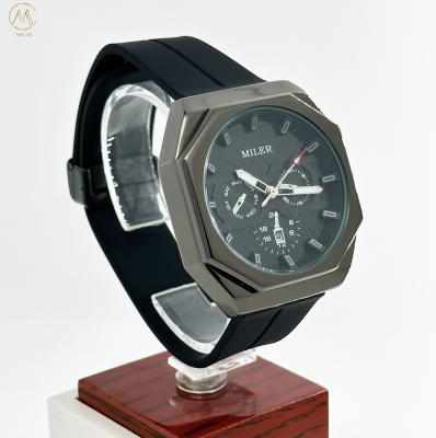 China Ml 1006 여성/남자 3 눈 6 바늘 방수 실리콘 스트랩 쿼츠 시계 for sale