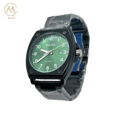 China Hoogwaardig luxe zwart hoesje roestvrij staal riem waterdicht kwarts horloge for sale