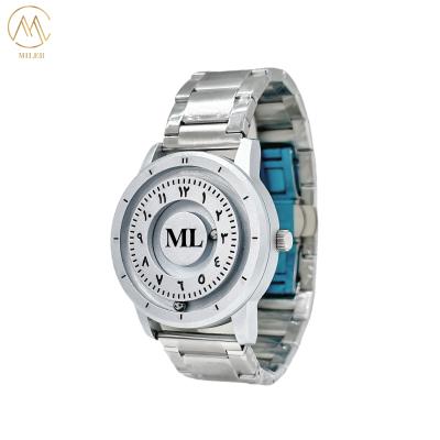 China Homem Criativo Prata de aço inoxidável rolando contas Magnético Quartz relógios para a vida à prova de água à venda