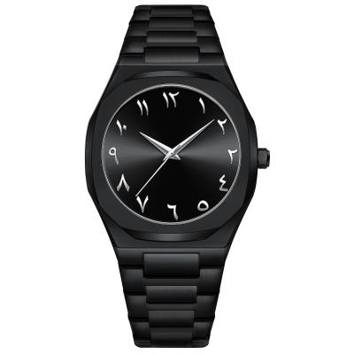 Cina Wholesale Luxury Business Black Alloy Band Arabic Dial Watches per Uomini Logo personalizzato Montre Pour Homme Arabe in vendita