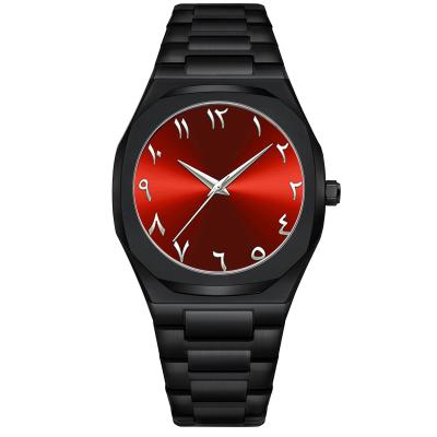Cina Wholesale Luxury Business Black Alloy Band Arabic Dial Watches per Uomini Logo personalizzato Montre Pour Homme Arabe in vendita